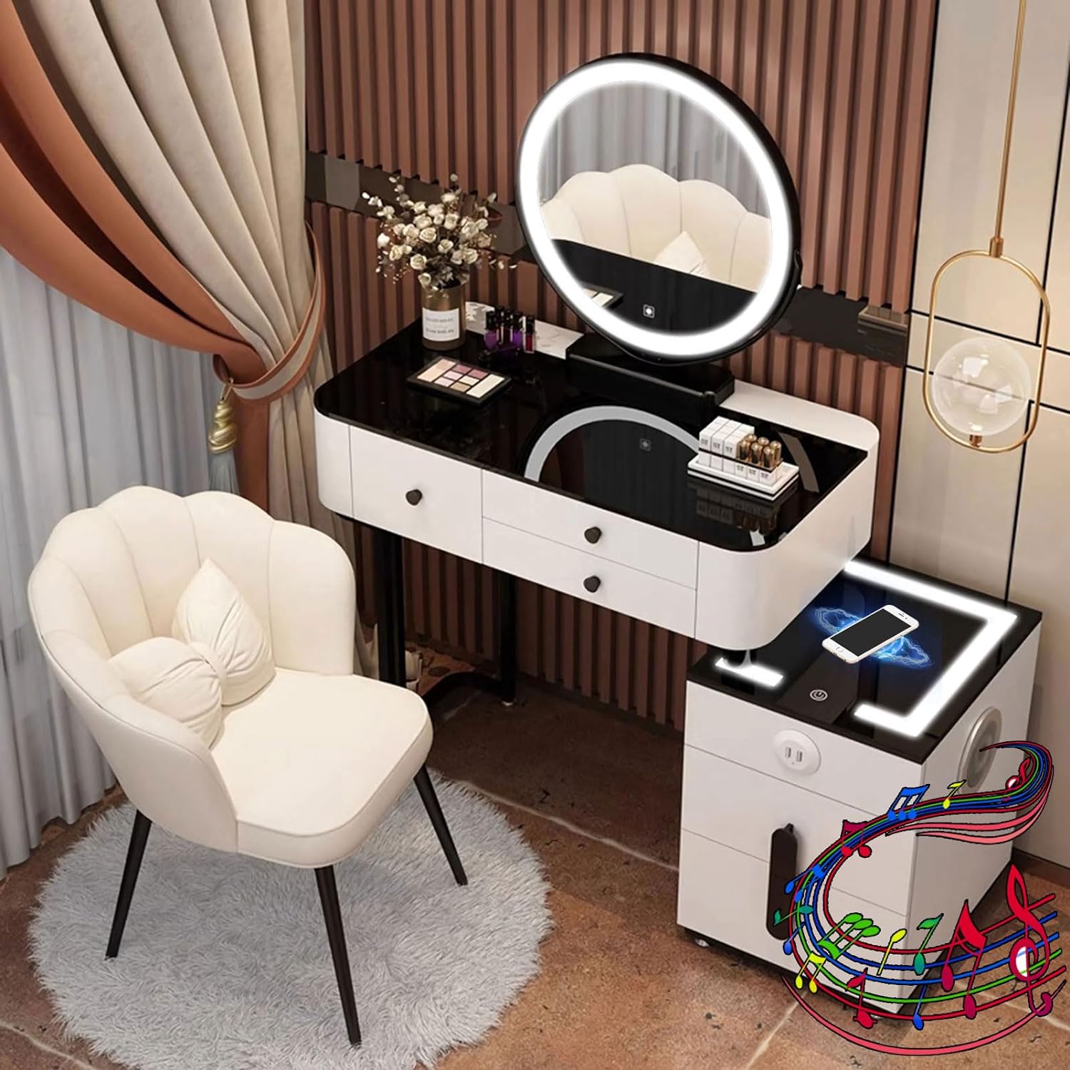 GOOCOO Dressing Table - Makeup Vanity Desk with Wireless Charging ...